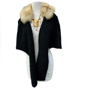 Vintage | Jackets & Coats | Vtg 95s Black Curly Lambswool Mink Fur ...